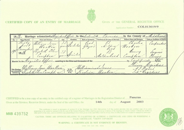 The Life and Times of William Tom Wootton – The Chiddicks Family Tree