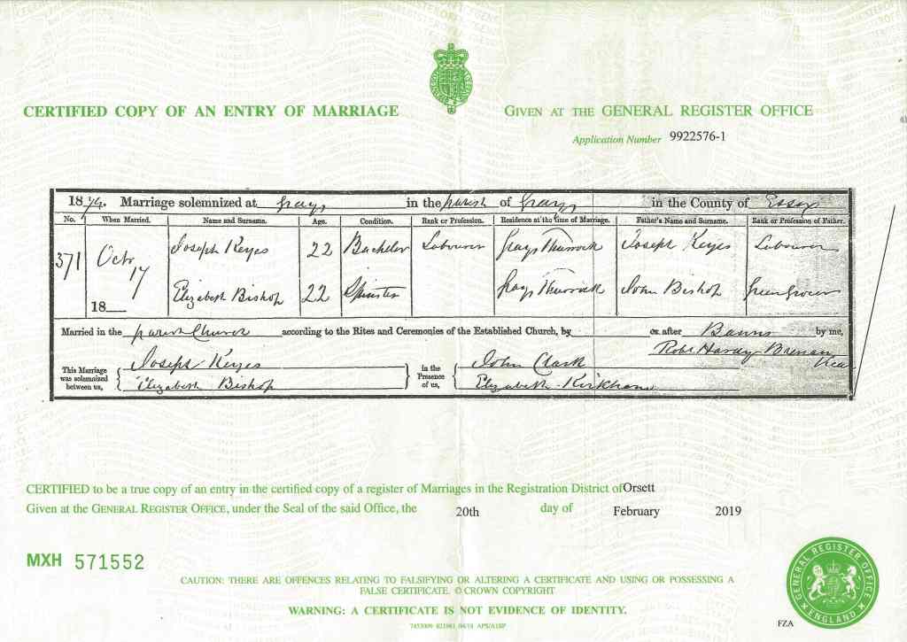 The Life and Times of Joseph Keyes – The Chiddicks Family Tree