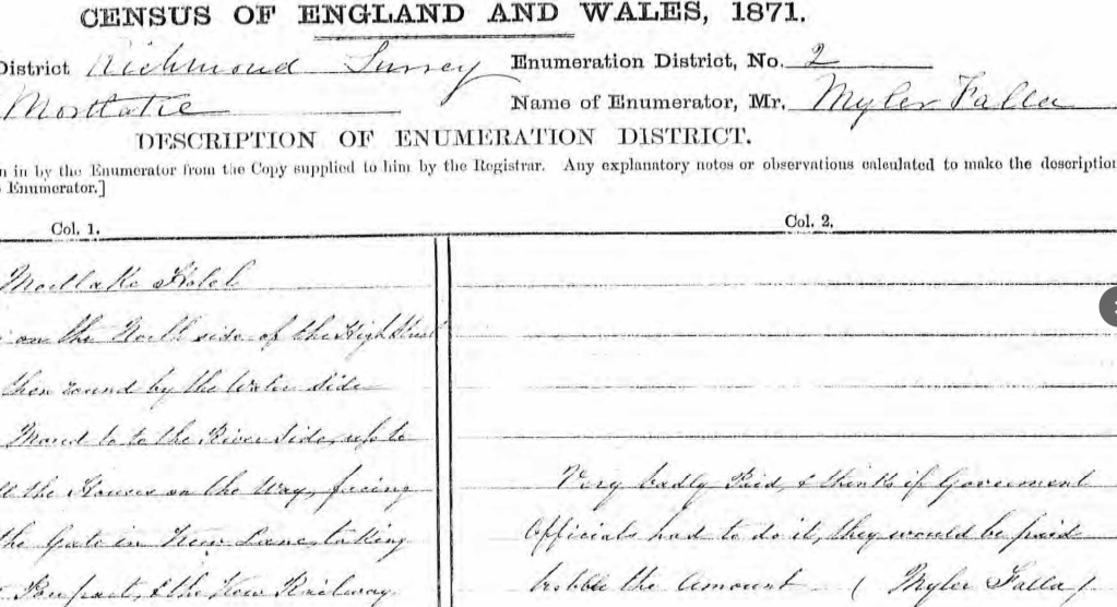 The Role of the Census Enumerator – The Chiddicks Family Tree